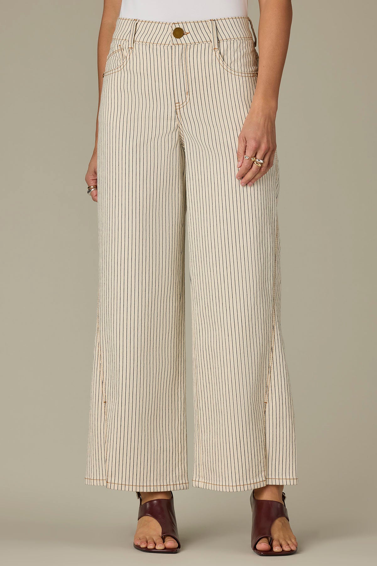 Sam High Rise Forward Seam Striped Petite Wide Leg Jeans – Wit & Wisdom
