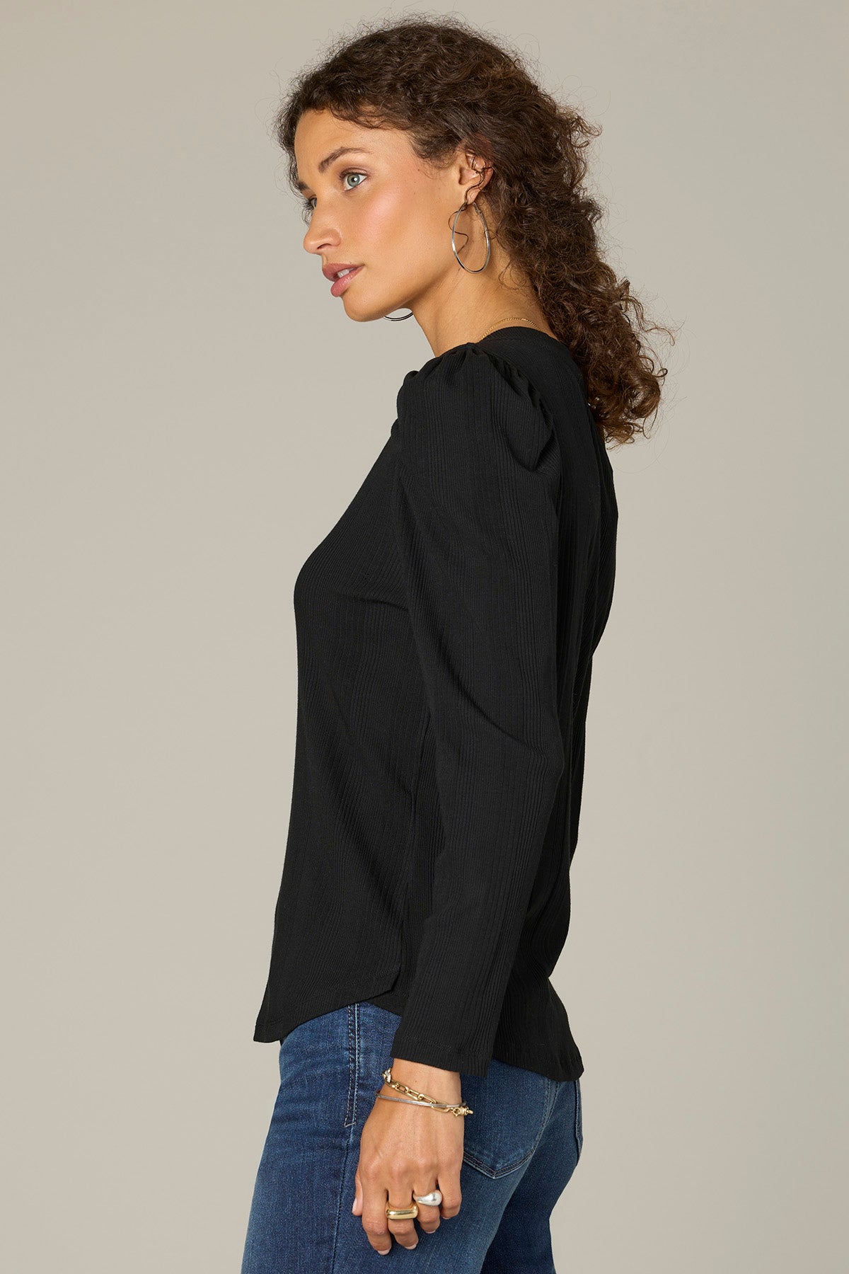 Long Puff Sleeve V-Neck Knit Top – Wit & Wisdom