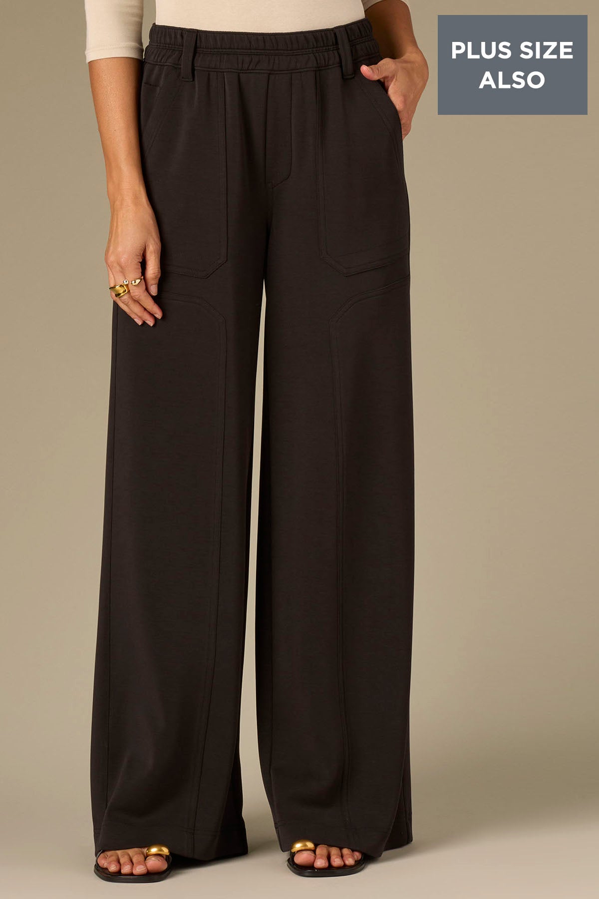 Skyrise Wide Leg Glider Plus Size Pants with Patch Pockets – Wit & Wisdom